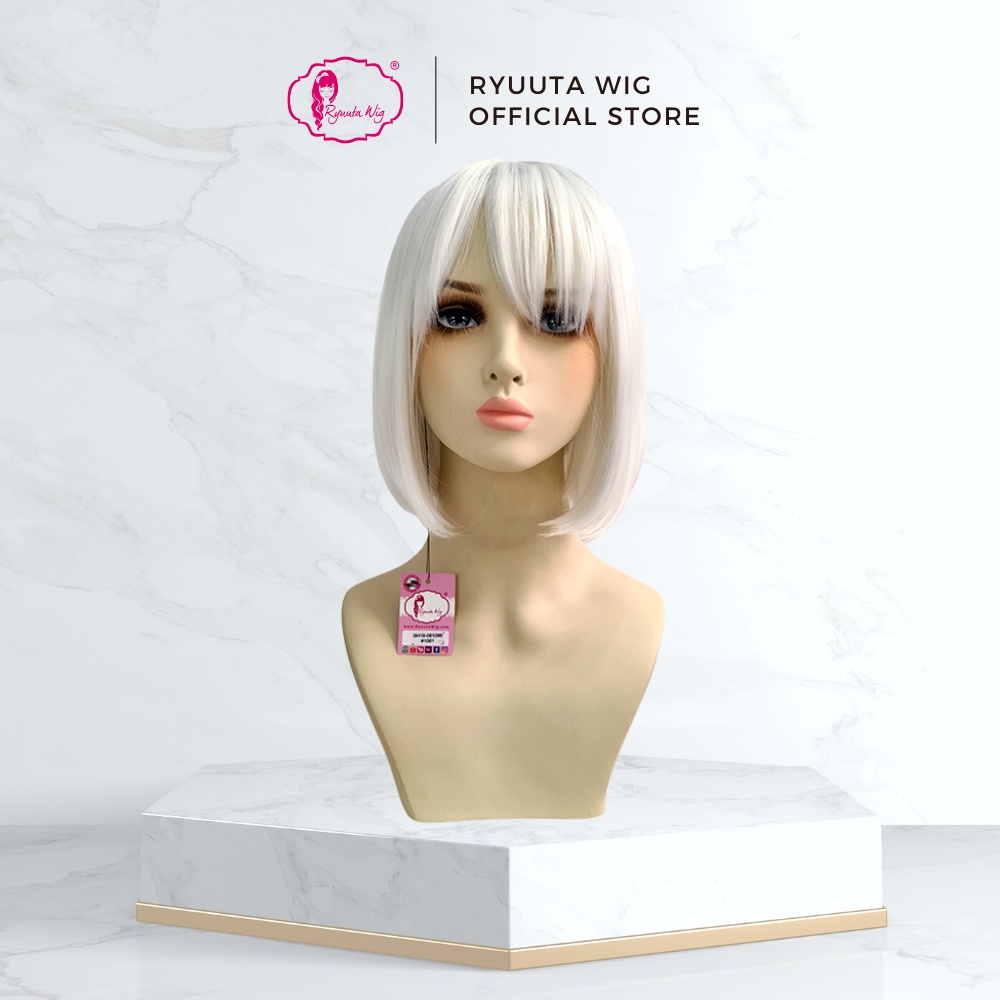 Jual Ryuuta Wig Basic Cap Short Bob There White Putih 12 inch 30 cm ...