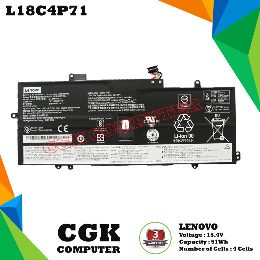 Jual Baterai Laptop Lenovo ThinkPad X1 Carbon Gen 8 series Original ...