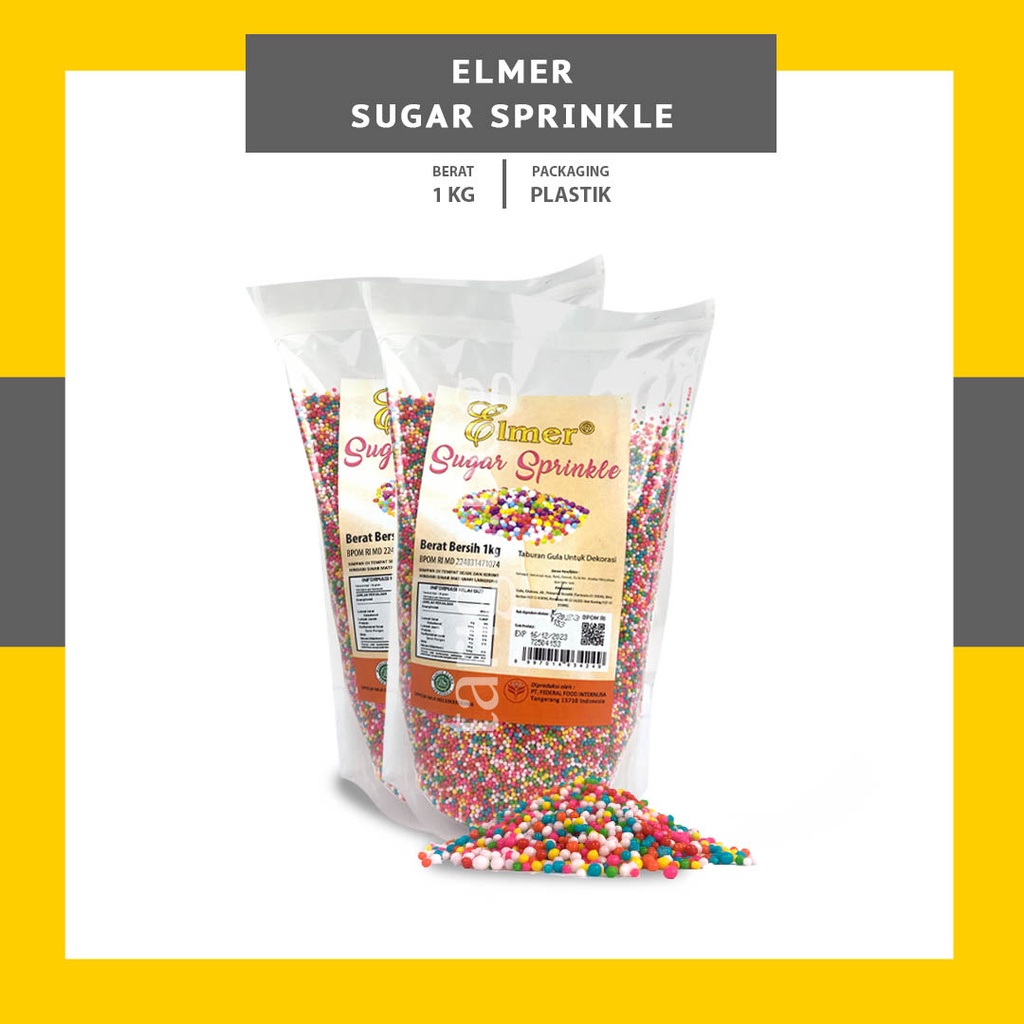 Jual 1KG ELMER SUGAR SPRINKLE - TRIMIT HIASAN KUE RAINBOW - TABURAN ...