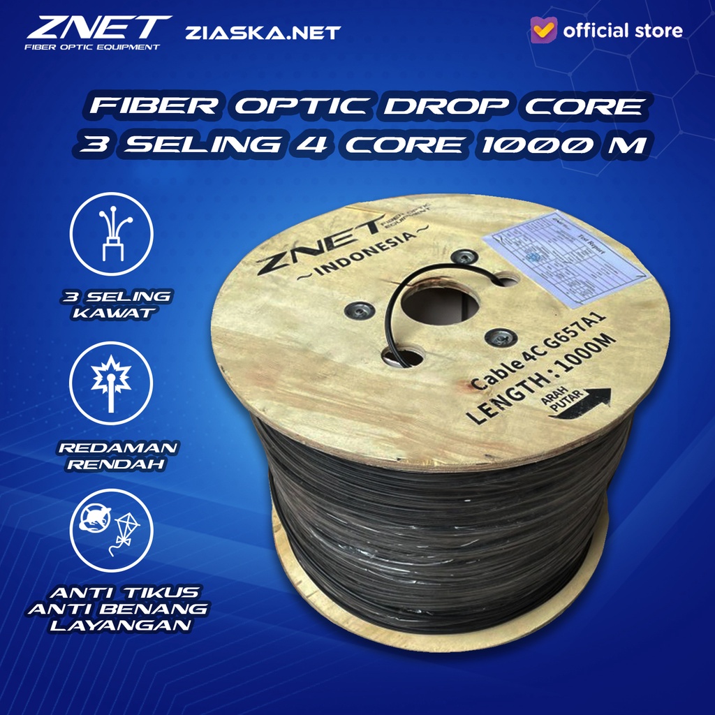 Jual KABEL FFTH DROPCORE 1 CORE 3 SELING KAWAT 1000 METER DROPWIRE DW ...