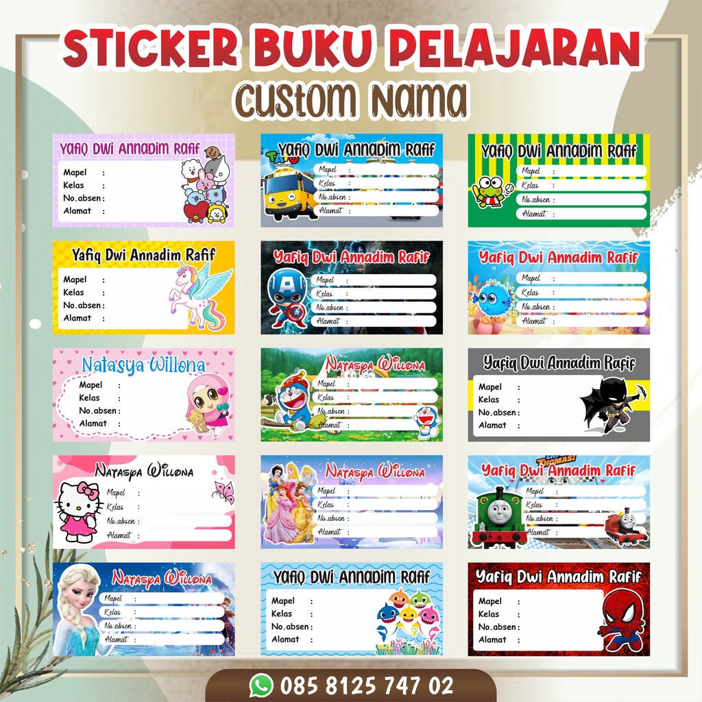 Jual STICKER BUKU PELAJARAN // Sticker nama // Sticker custom // Ukuran ...