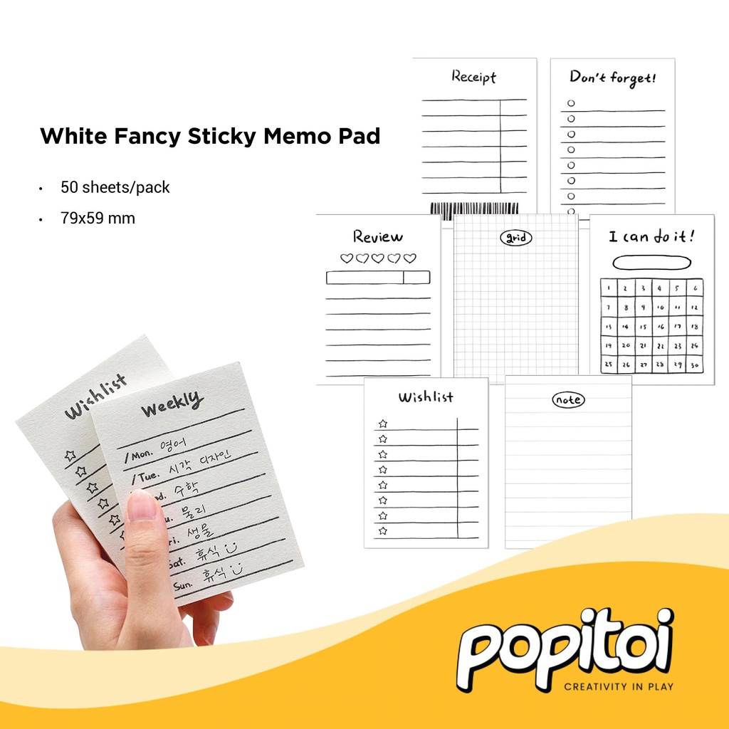 Jual White Fancy Sticky Memo Pad Kertas Memo Mini Catatan Note | Shopee ...