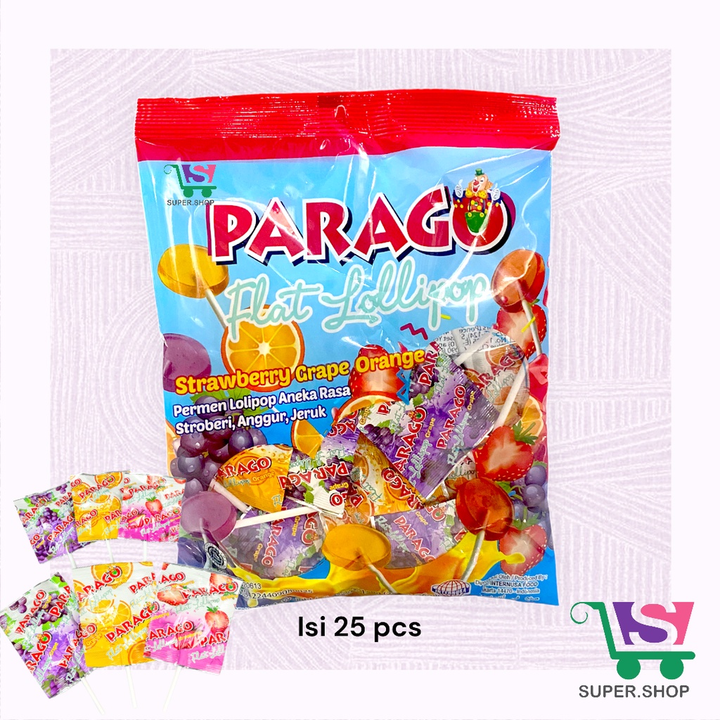 Jual Parago Flat Lollipop Assorted Permen Lolipop Aneka Buah (isi 25 ...