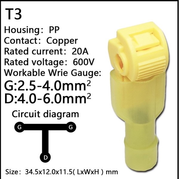 Jual Konector kabel T jumper T tap connector scotch lock cable awg ...