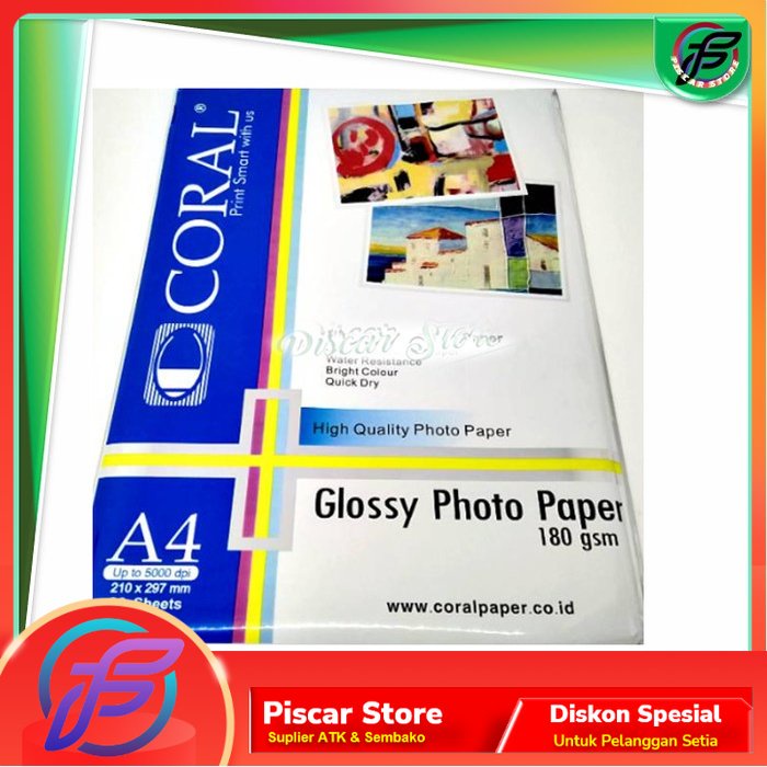 Jual Kertas Photo Coral Glossy A4-180 Gr (Pack=20 Sheets) | Shopee ...