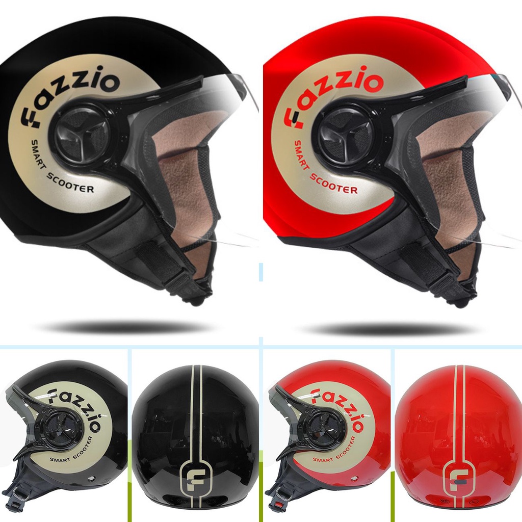 Jual HELM HELMET FAZZIO CLASSY YJN17 HITAM MERAH | Shopee Indonesia
