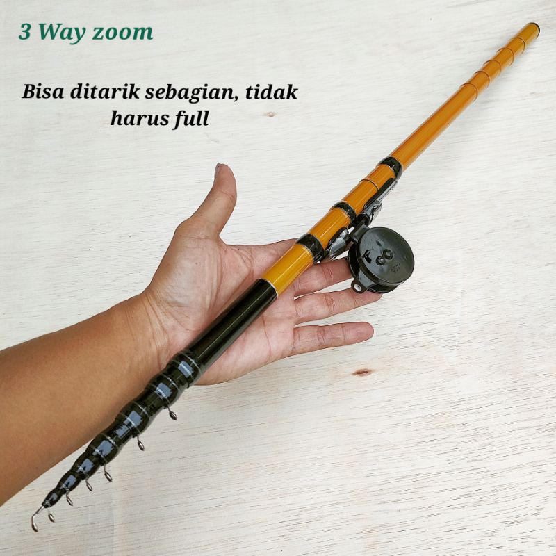 Jual Tegek carbon custom 3 way zoom 360/400/450cm, bisa disetel panjang ...
