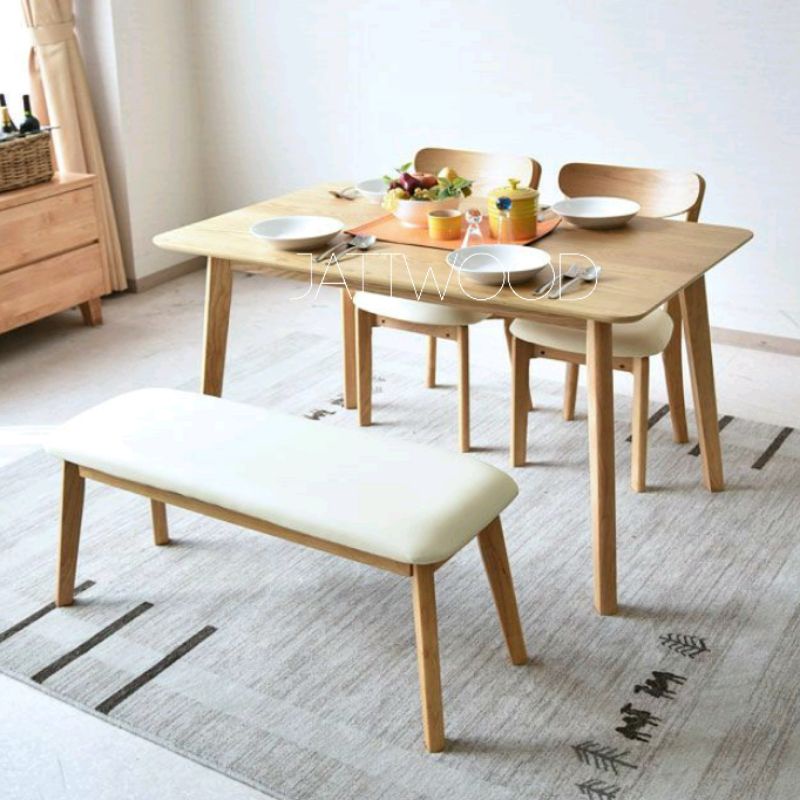 Jual Set meja makan jati solid kekinian, kursi cafe minimalis scandi ...