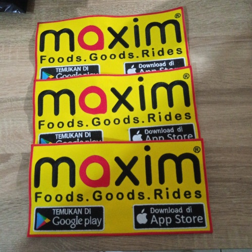 Jual Emblem Maxim Besar Dasar Kuning Logo Maxim Bordir Komputer ...