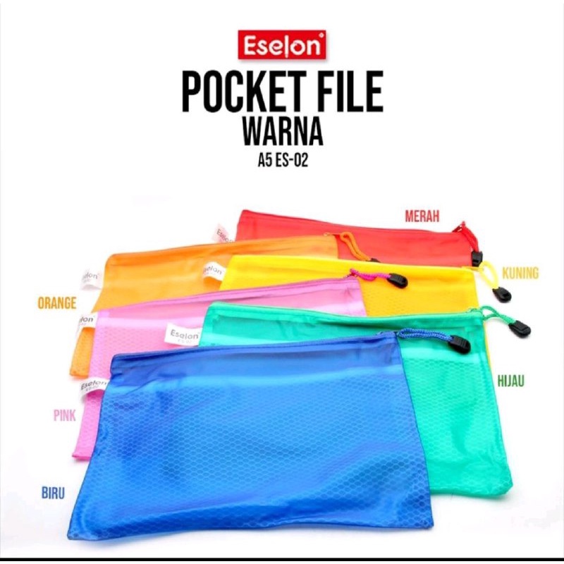 Jual POCKET FILE A5 WARNA / TEMPAT ALAT TULIS - MAP A5 JARING PLASTIK ...