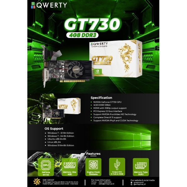 Jual VGA QWERTY GT730 4GB DDR3 128BIT GEFORCE NVIDIA | Shopee Indonesia