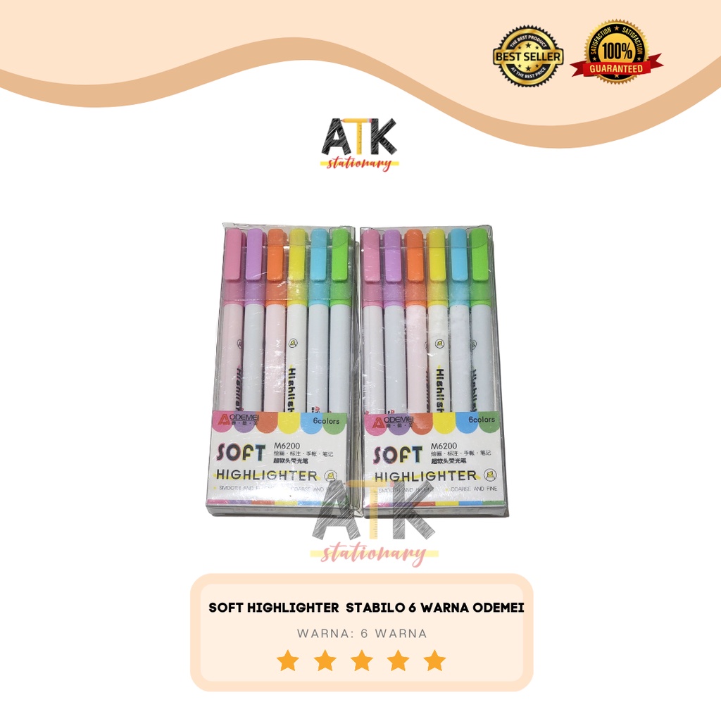 Jual Soft Highlighter Stabilo 6 Warna Odemei / Penanda Warna Lembut atk ...