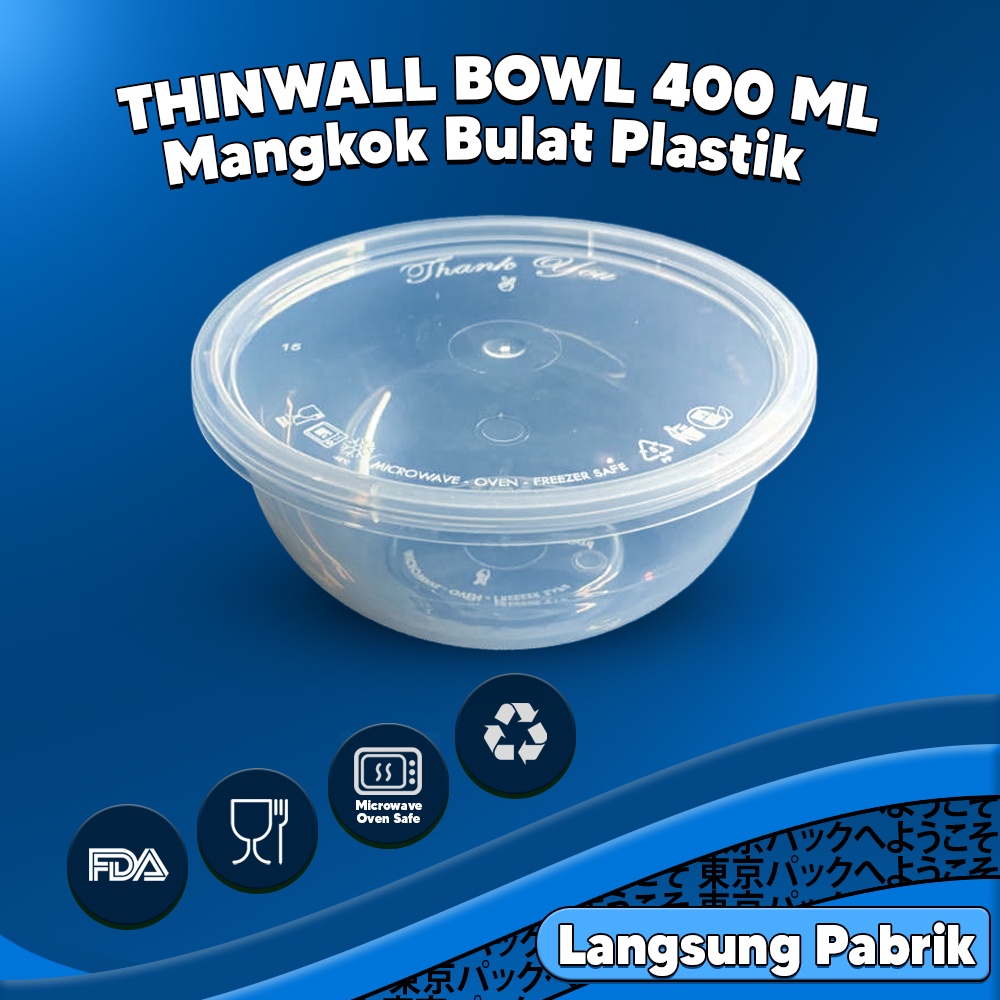Jual Thinwall Mangkok Bulat 400 ml ANTI PECAH Kotak makan isi 25set ...
