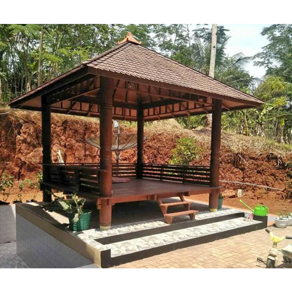 Jual Free Ongkir Plus Pasang Area Pulau Jawa | Gazebo Tiang Motif Kayu ...