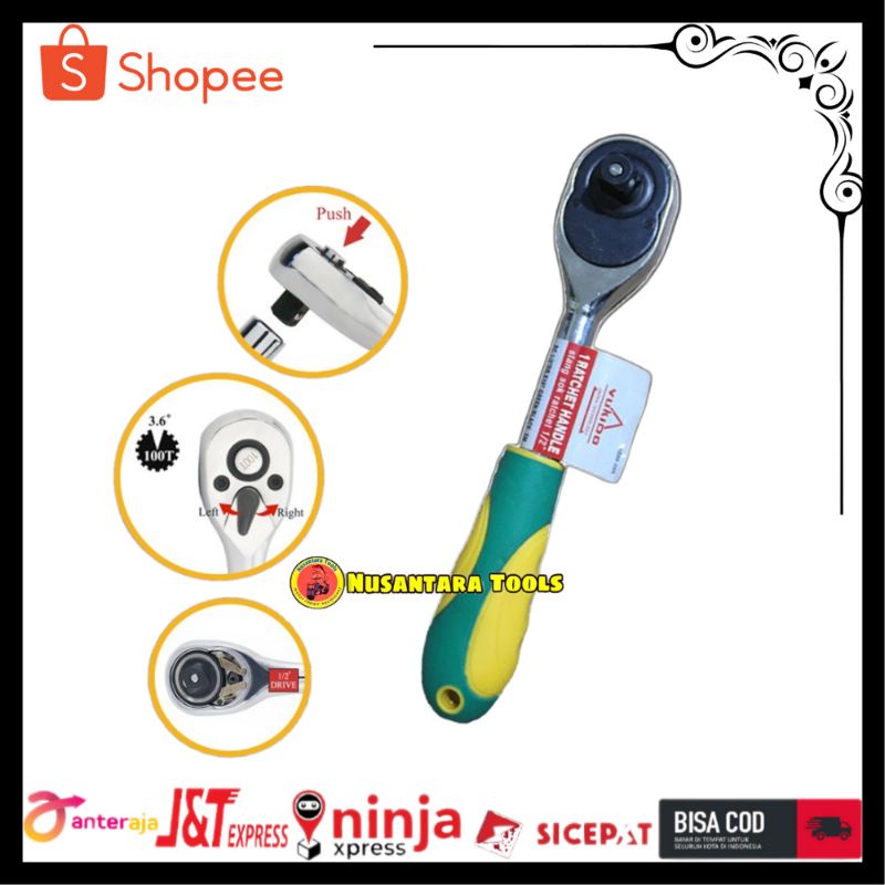 Jual Gagang Ratchet Stang Kunci Shock Sock Sok Rachet 1/2 Inch x 25 cm ...