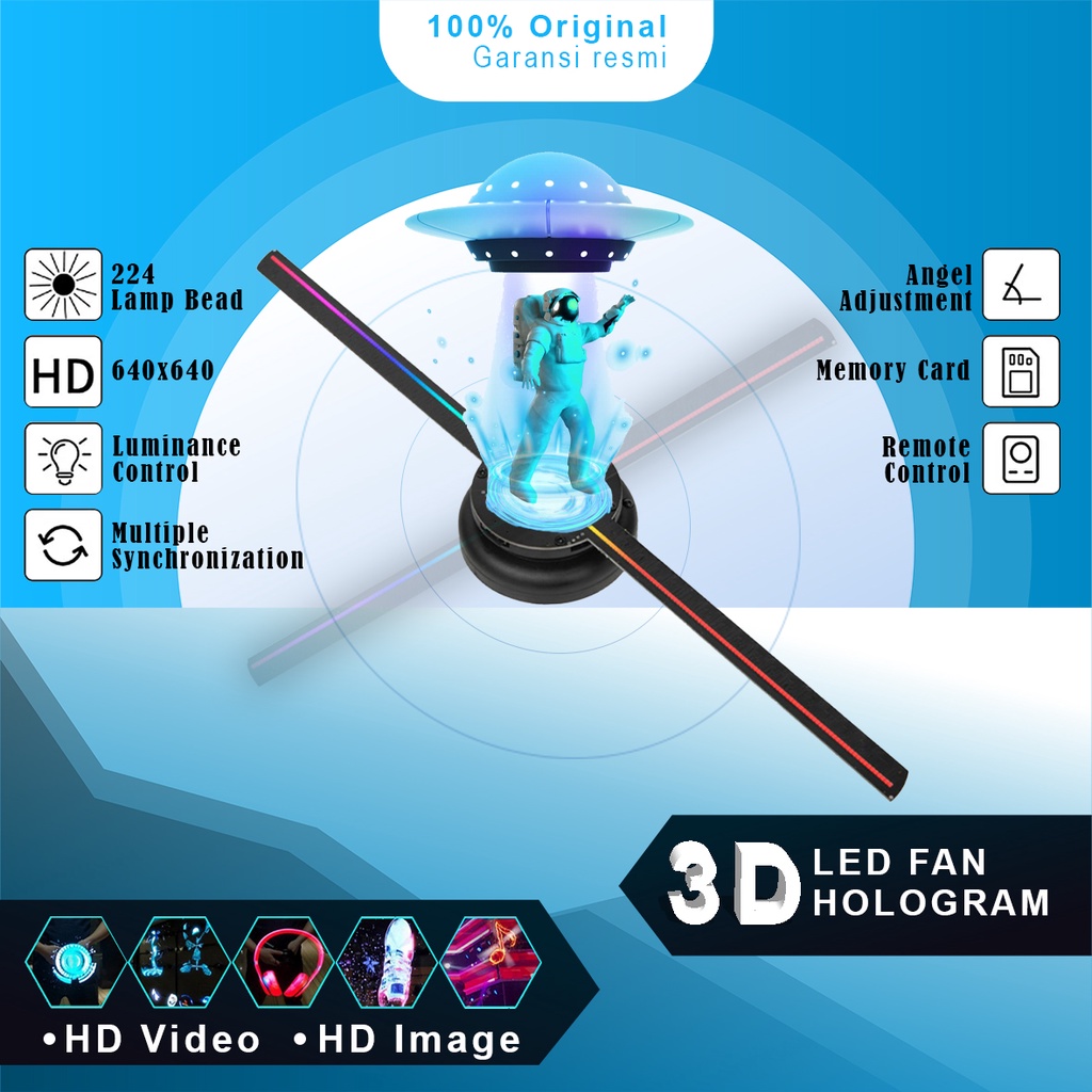 Jual 3D Fan Hologram Projector Advertising Display 42cm HD Display Wifi ...