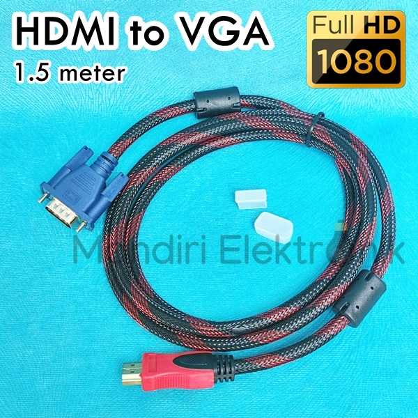 Jual Kabel HDMI to VGA 1,5M HDMI KE VGA 1,5m 1080P FULL HD Kabel untuk ...