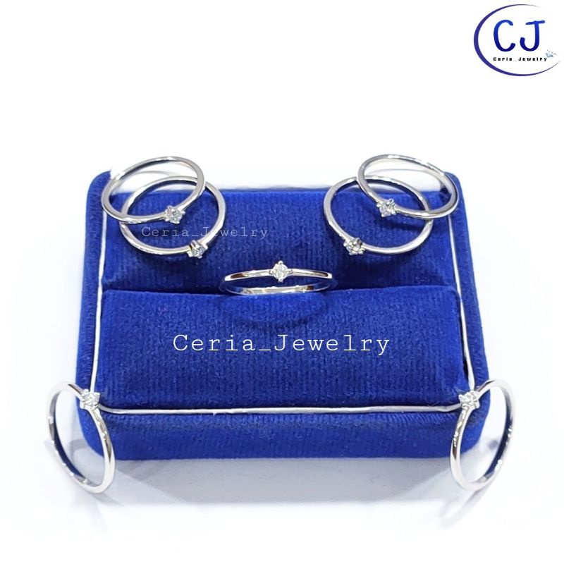 Jual Cincin Perak Asli Silver Wanita 925 Lapis Emas Putih Model Cincin ...