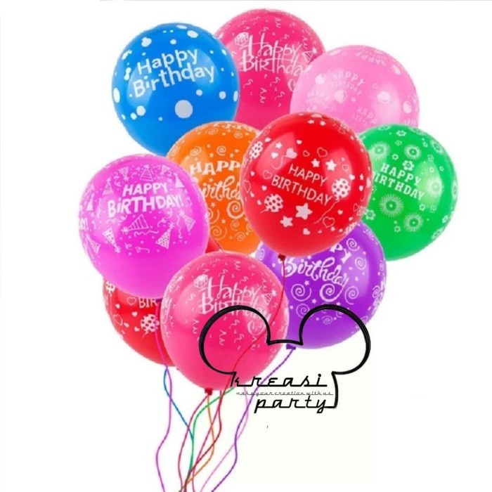 Jual Balon Latex HBD 1 pack isi 100 pcs / Balon Latex Happy Birthday ...