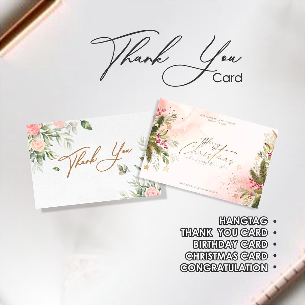 Jual [PREMIUM DESAIN] cetak thank youcard bahan tebal, bahan kertas art ...