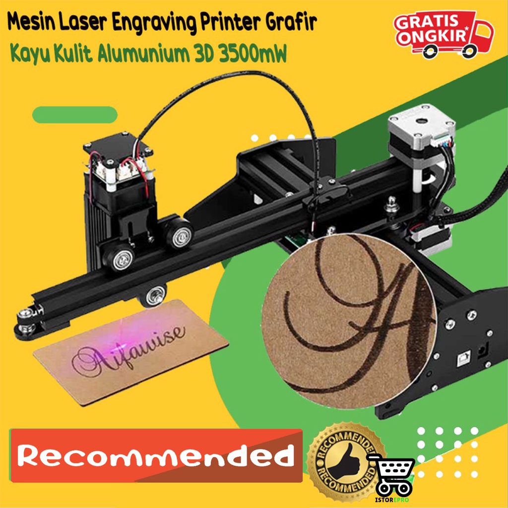 Jual Mesin Laser Engraving Printer Grafir Kayu Kulit Alumunium 3D 3500mW | Shopee Indonesia