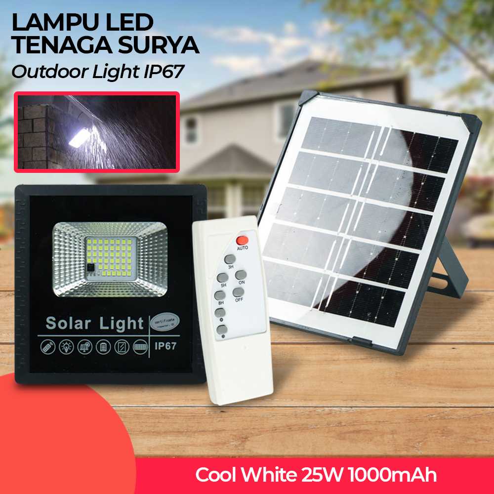 Jual OOBEST Lampu LED Solar Panel Outdoor Light IP67 Cool White 25W ...