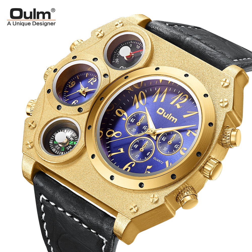 Jual PREORDER Oulm Top Brand Luxury Big Szie Watch For Men Man Two Time ...