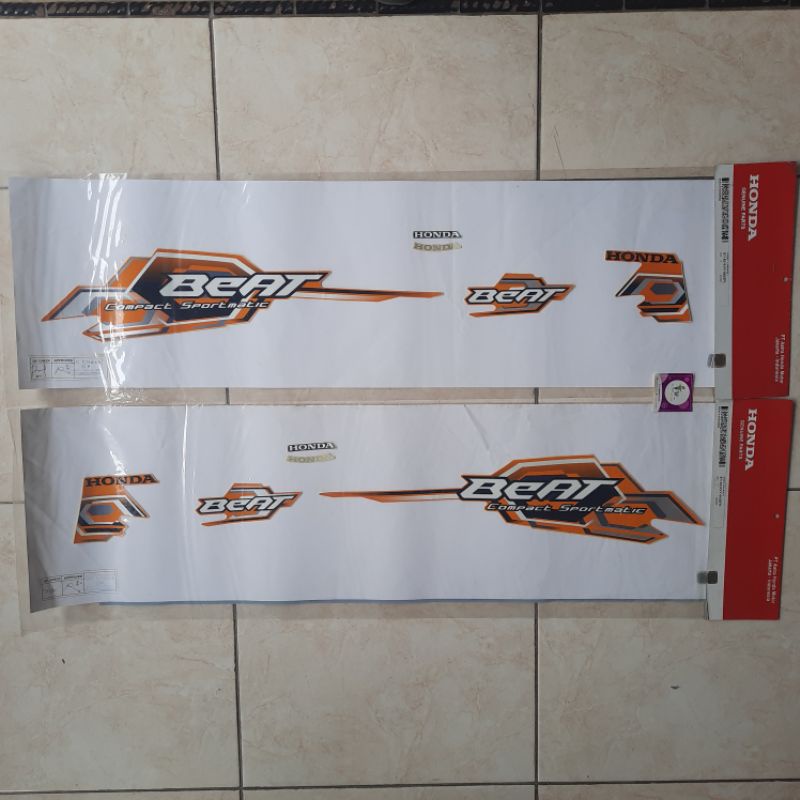 Jual Stiker Striping Polet Beat Karbu Orange Oren Original AHM | Shopee ...
