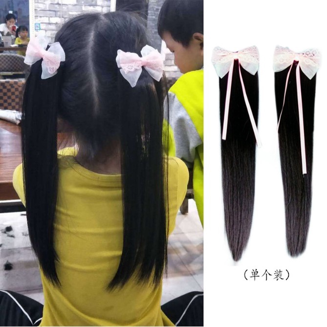Jual Ponytail Jepit Rambut Palsu Anak Straight Lurus Pita Kuncir 1 pc ...