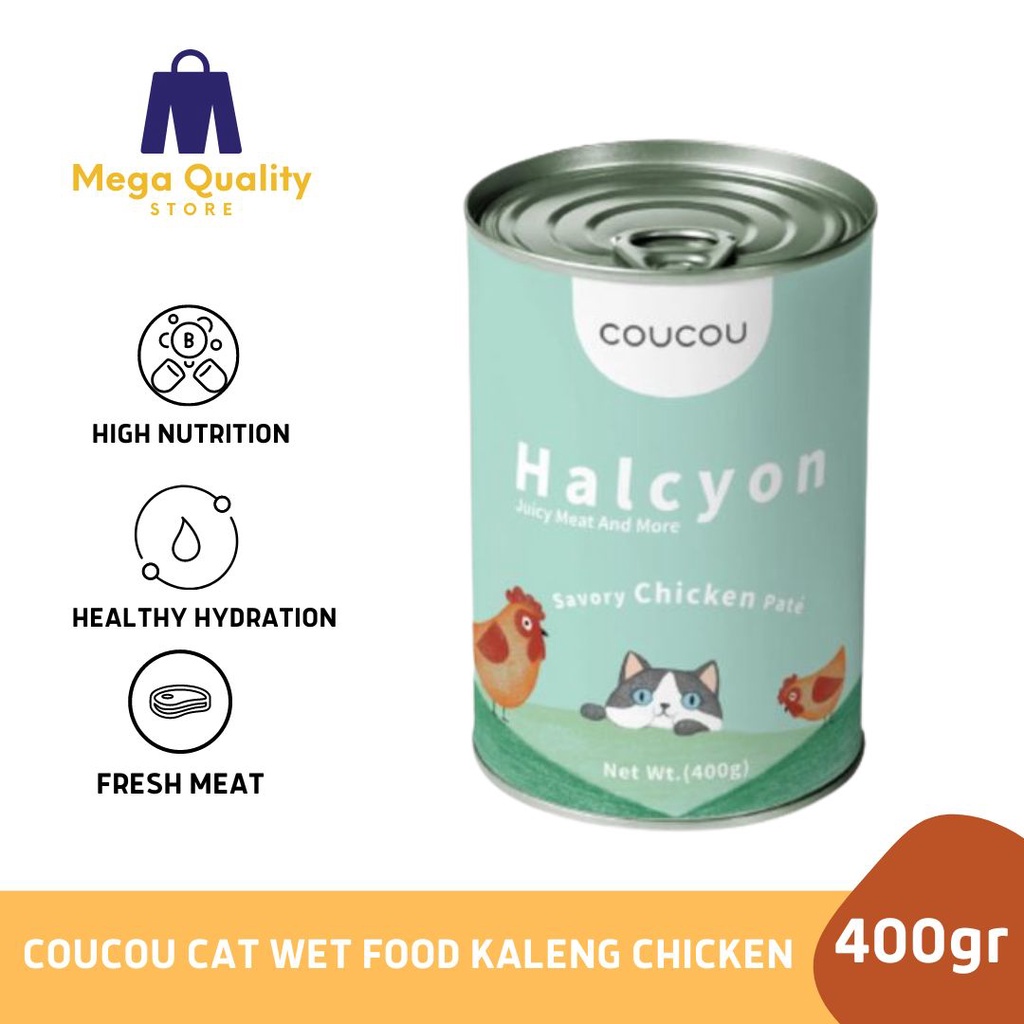 Jual COUCOU Halcyon Cat Wet Food Kaleng Chicken 400gr | Shopee Indonesia