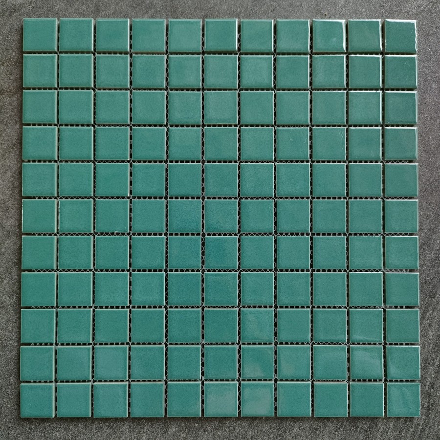 Jual Backsplash Tiles Mosaic Hijau Botol / Dark Green Merk SinGress ...