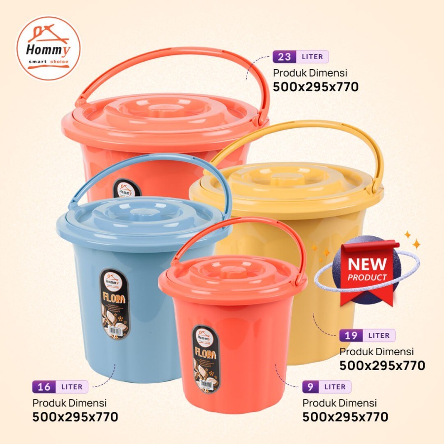 Jual Ember Air Dengan Tutup Ukuran 9 - 23 Liter Merk Hommy | Shopee ...