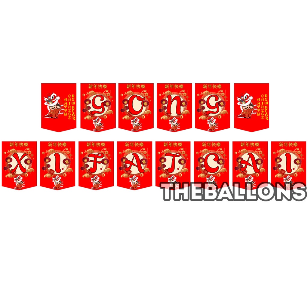 Jual BUNTING FLAG IMLEK BANNER CHINESE NEW YEAR GONG XI FA CAI DEKORASI TEMBOK EVENT - Ready ...