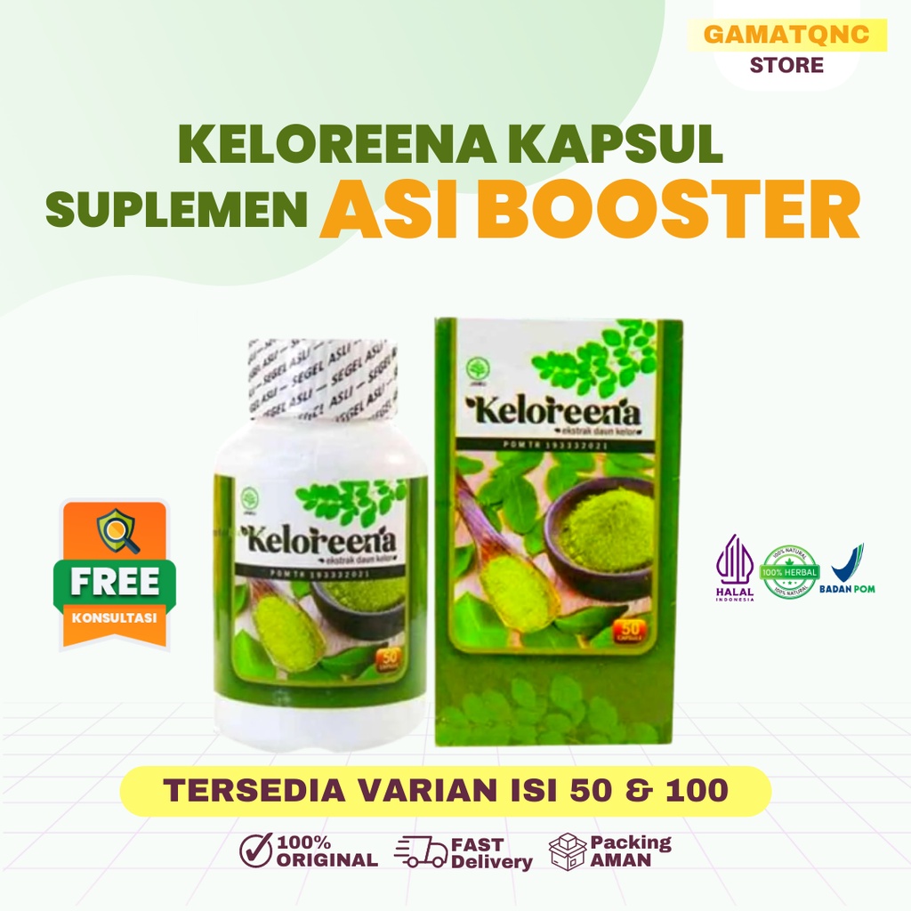 Jual Suplemen Asi Booster Keloreena Ekstrak Daun Kelor 100 Kapsul dan ...