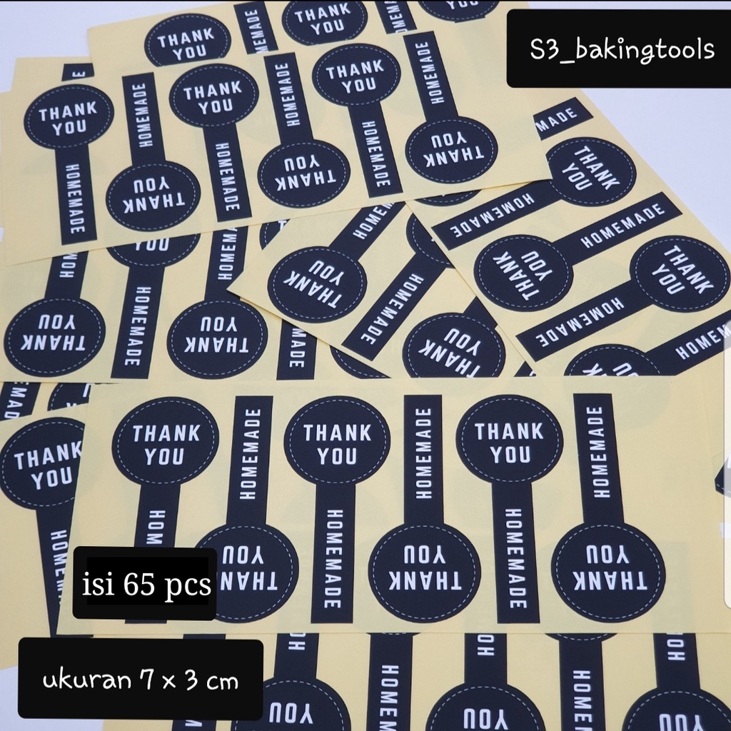 Jual Sticker label segel thank you Home Made black isi 65 pcs | Shopee ...