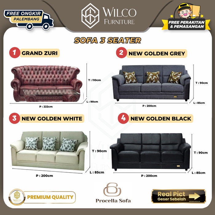 Jual Sofa 3 Seater Procella Olympic Minimalis / Sofa Classic Procella ...