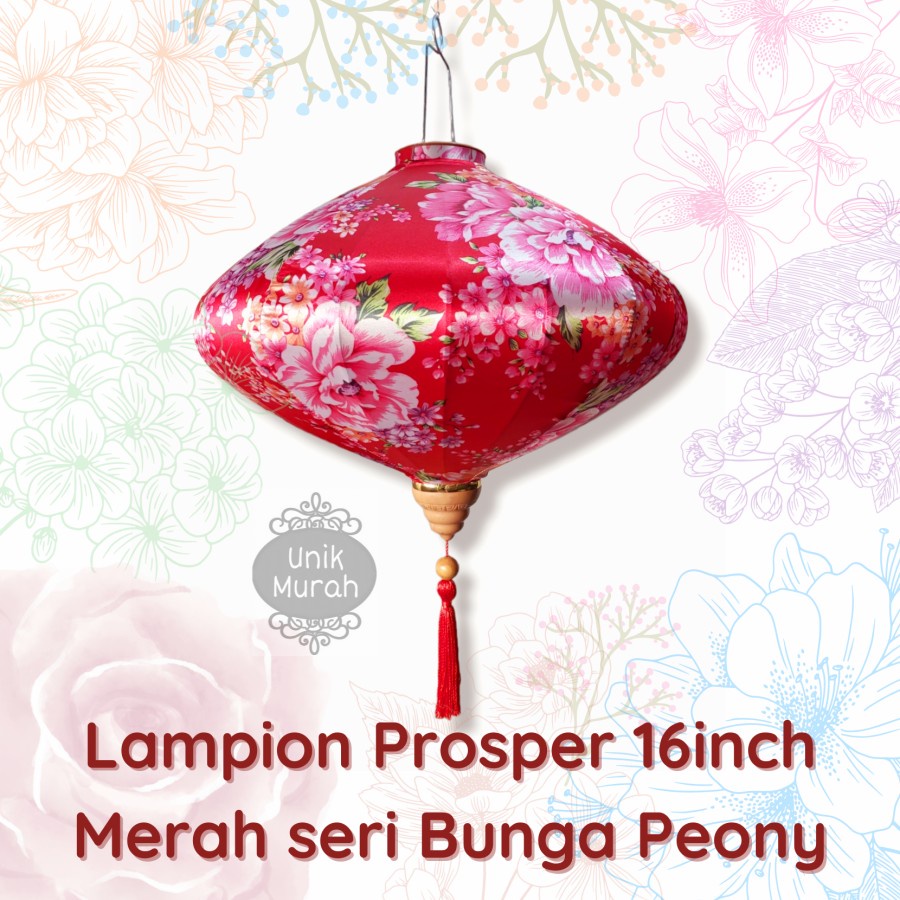Jual Lampion Imlek Prosper Merah 16inch Seri Bunga Peony Mix Sakura ...