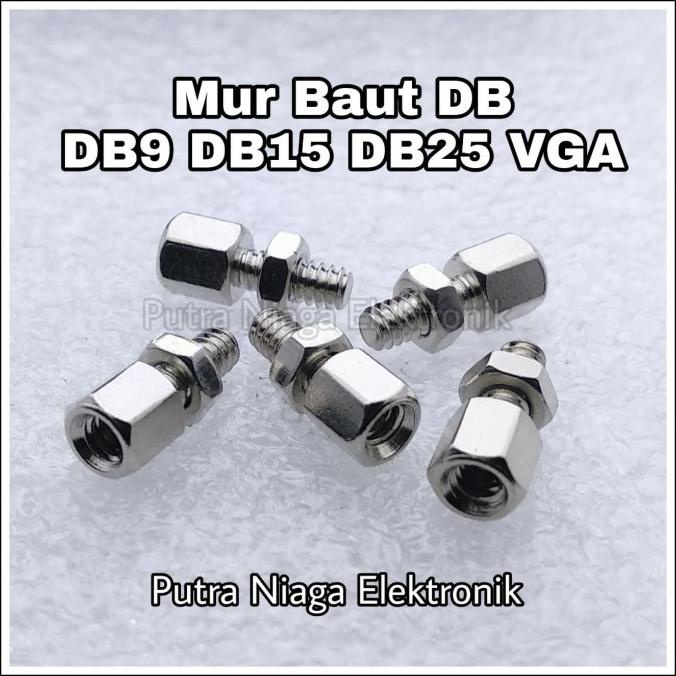 Jual Baut Mur DB untuk DB9 DB15 DB25 VGA Stainless Chrome / Baud DB ...