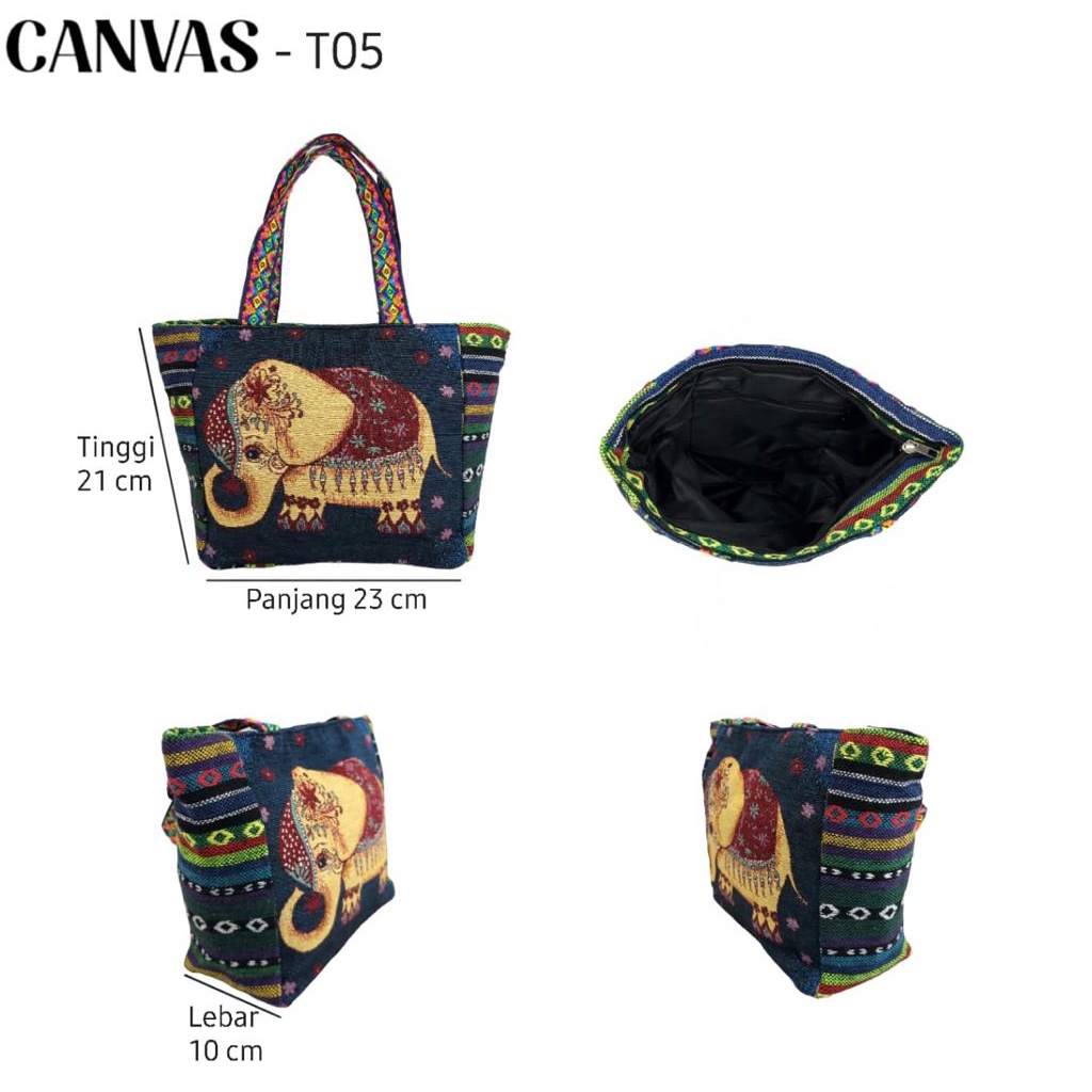 Jual FS Tas Bangkok Thailand T05/ Tas Wanita Mini Gajah / Hand Bag Lunch Bag Import Kanvas ...