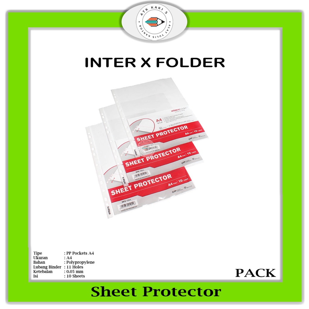Jual INTER X FOLDER - Sheet Protector / PP Pockets A4 - isi 10 Lembar ...