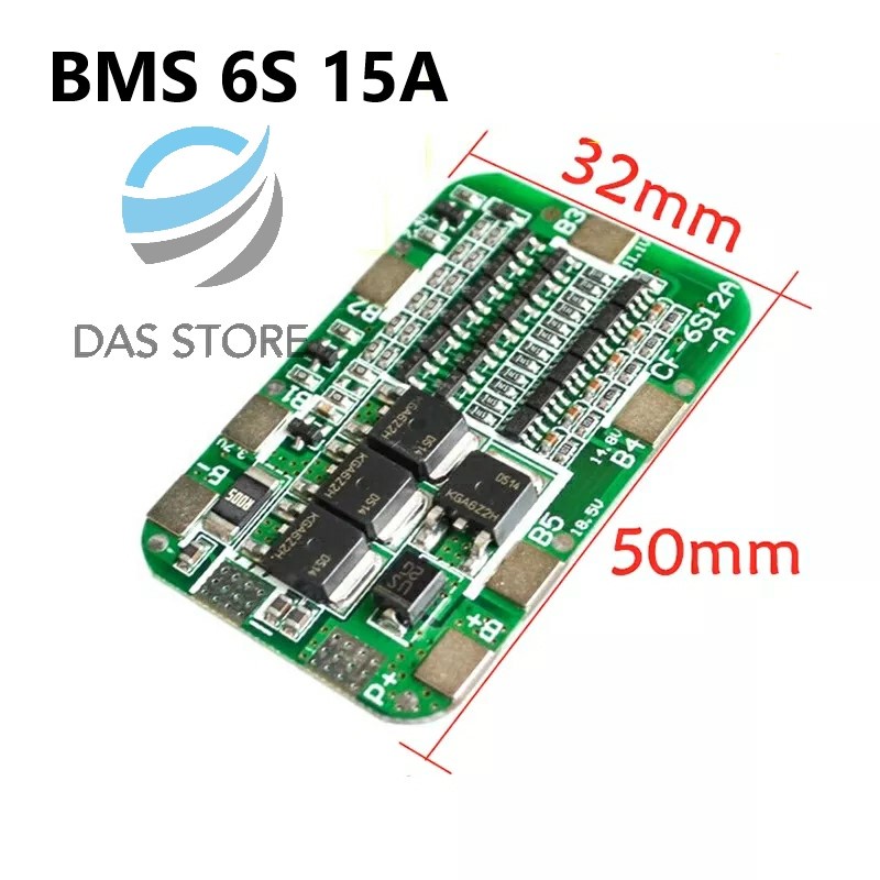 Jual BMS 6S 15A 22V lithium ion 18650 battery management system BMS ...
