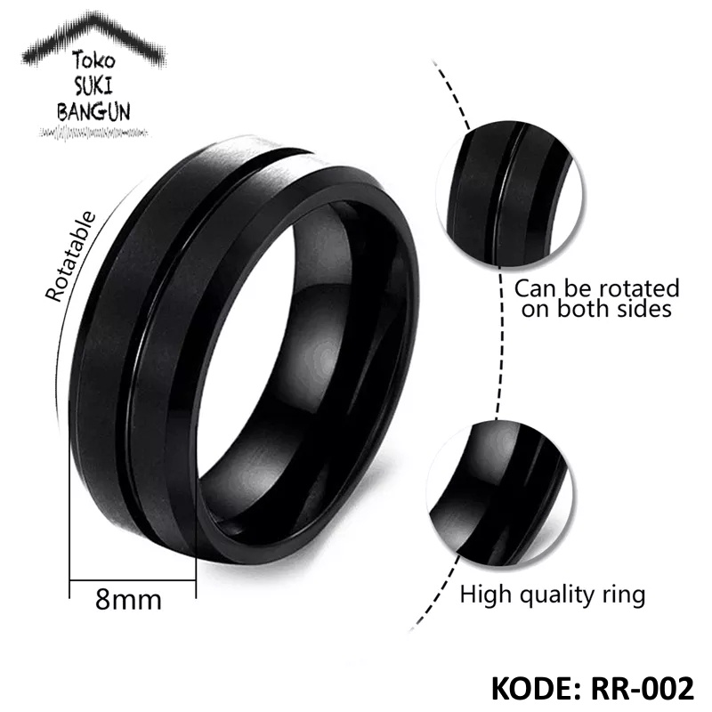 Jual Cincin Putar MIDDLE LINE Rotary Ring Fidget Spinner Rotating Metal ...