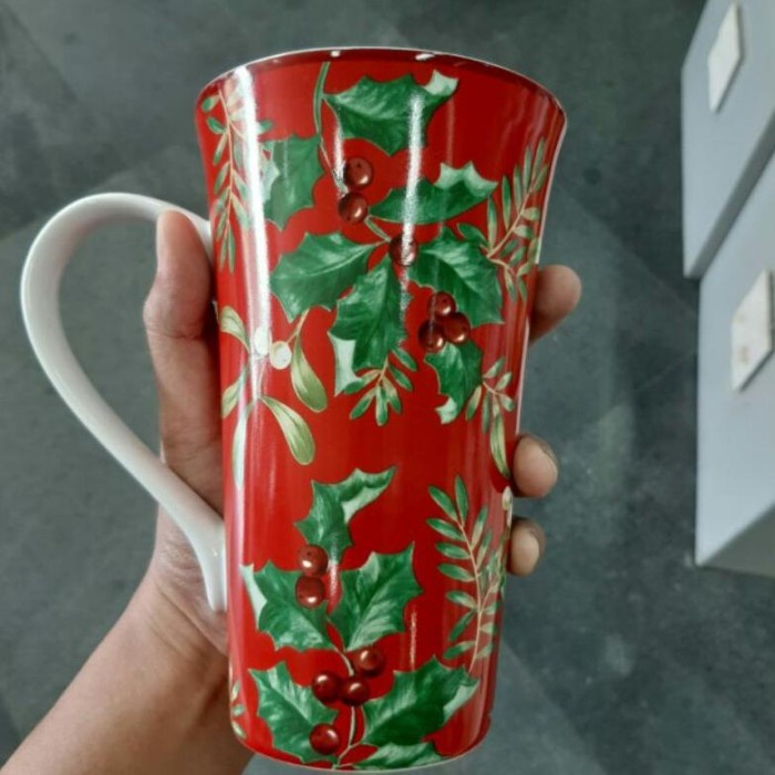Jual CHRISTMAS MUG GELAS JUMBO KERAMIK SANGO HIAS CANTIK GAMBAR TEMA ...