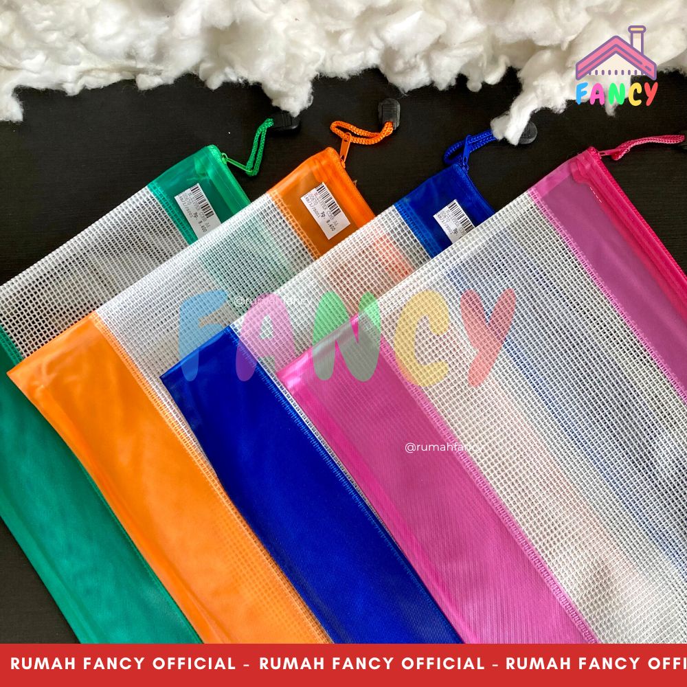 Jual Map Netting Zipper Jaring Uk. A4 warna-warni Transparan Map ...