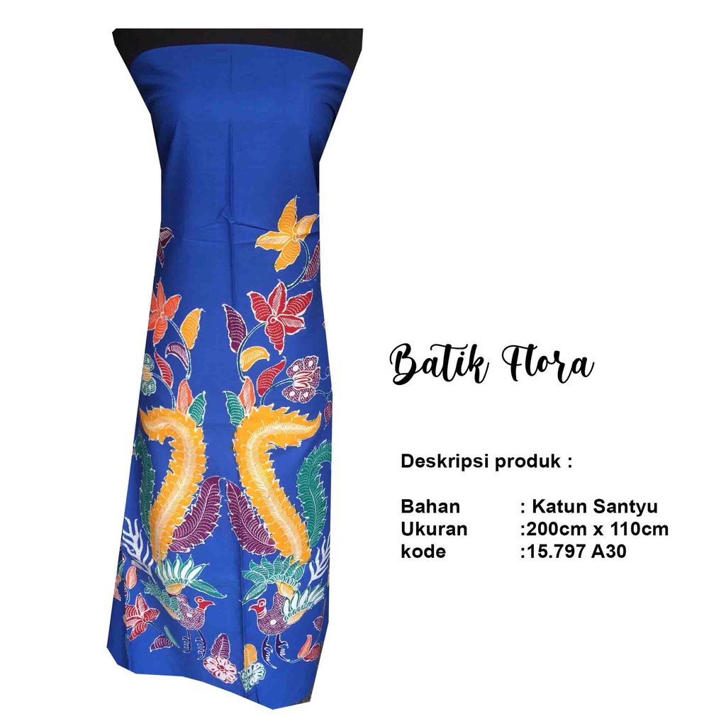 Jual batik tulis motif flora dasaran biru terbaru / seragam keluarga ...