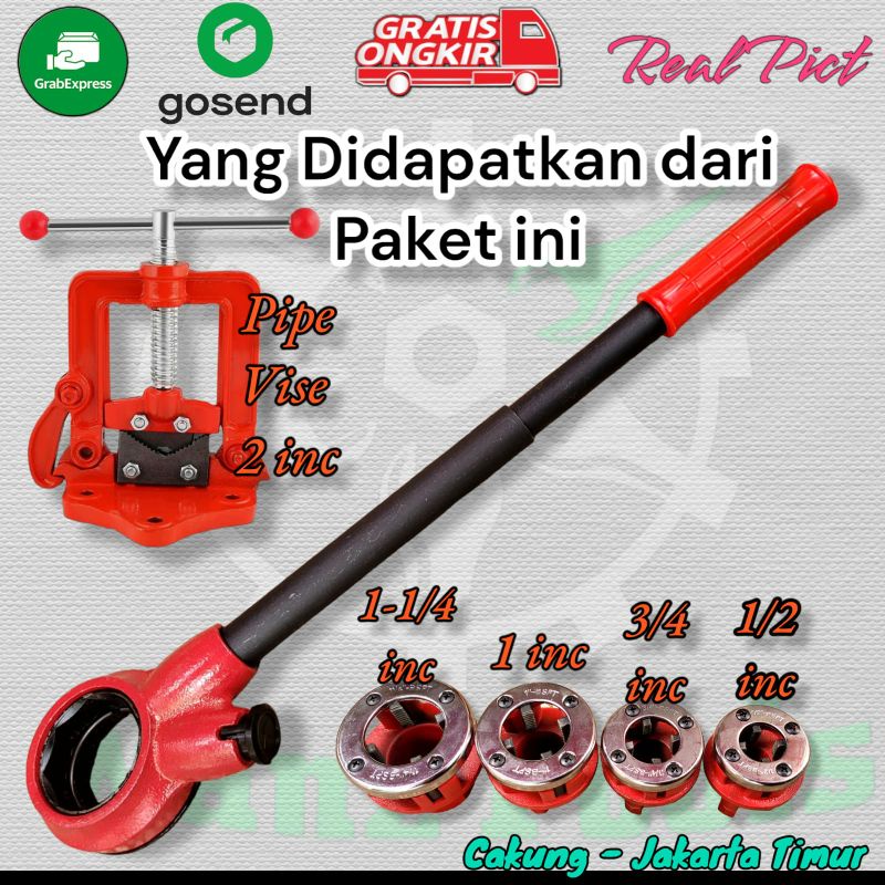 Jual Paket Senai Pipa & Pipe Vise | Membuat Drat Pipa Besi Siap Pakai | Shopee Indonesia