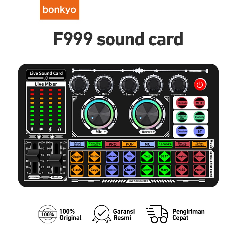 Jual Bonkyo F999 SoundCard Bluetooth compatible External Wireless DJ ...
