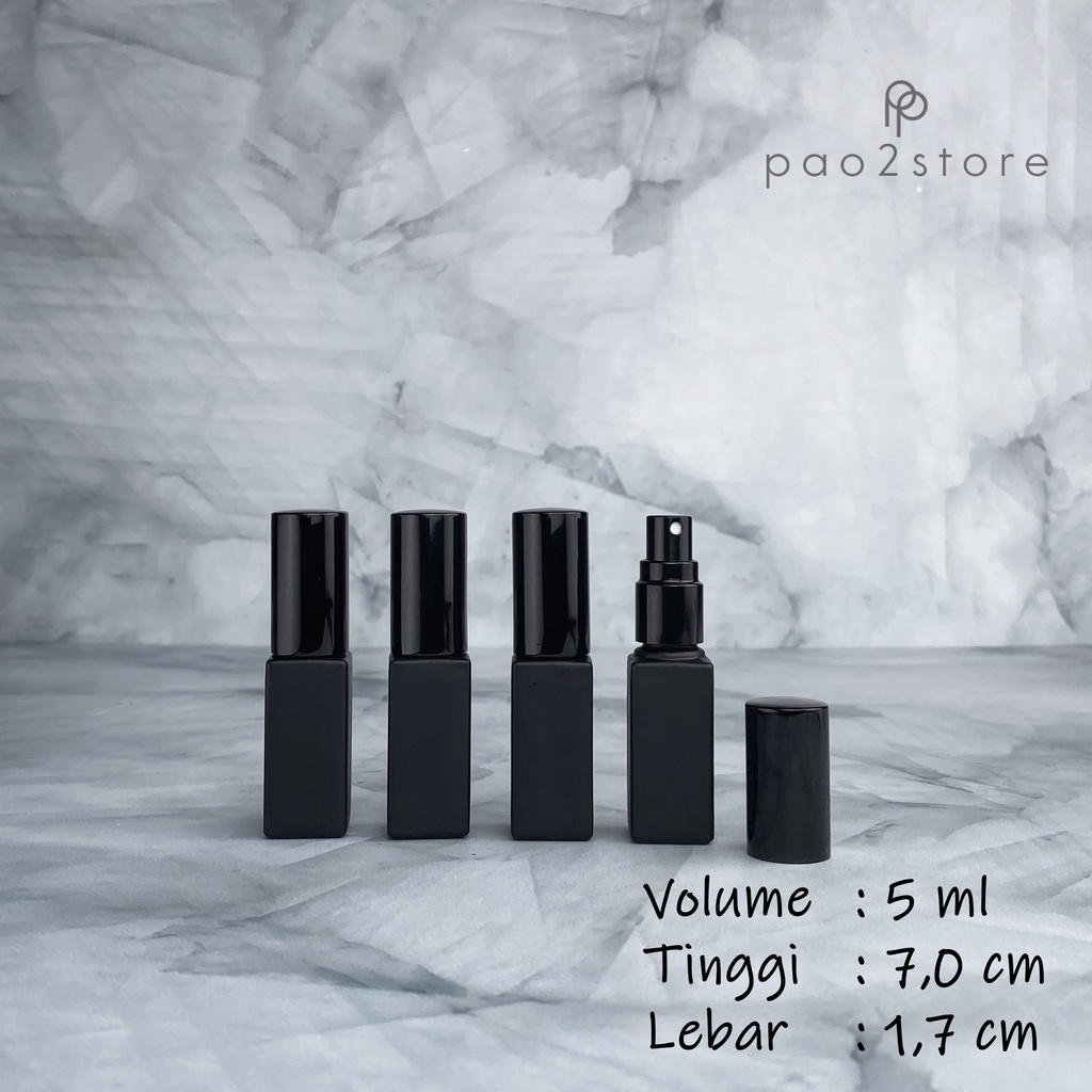 Jual Botol Spray 5ml Kaca Kotak Tebal HITAM DOFF MATTE untuk Parfum ...