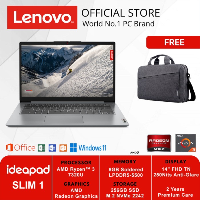 Jual LAPTOP LENOVO IP1 14AMN7-3JID R3 7320/8/256 SAND GARANSI RESMI ...