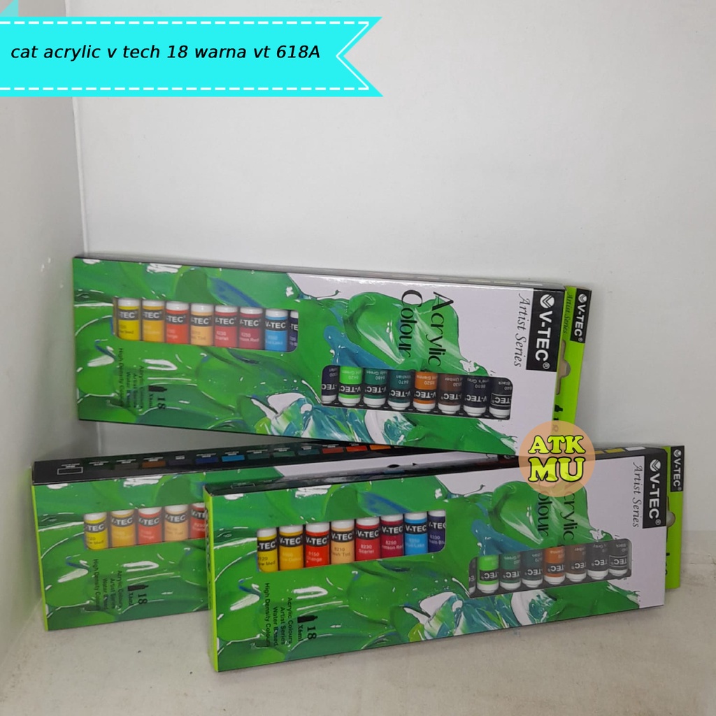 Jual cat acrylic vtec 18 warna/acrylic colour/v-tec | Shopee Indonesia